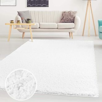 Carpet City ayshaggy Shaggy Teppich Hochflor Langflor Einfarbig Uni Weiß Weich Flauschig Wohnzimmer, Größe: 230 x 320 cm