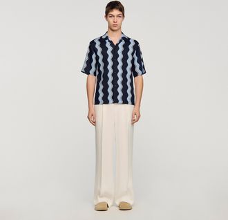 Sandro Chemise en lin &agrave; imprim&eacute;