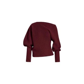Alberta Ferretti Asymmetrischer Rippstrickpullover - - Knitwear - Damen - Rot - L