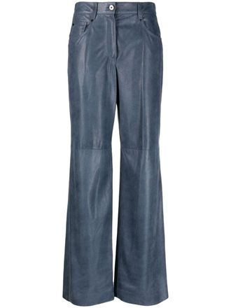 Brunello Cucinelli Lederhose mit geradem Bein - Blau