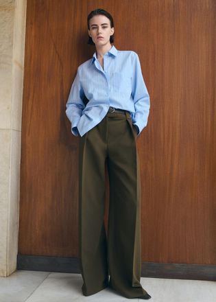 Mango Gerades Hemd aus Baumwoll-Lyocell-Mischung blau - Damen - M - MANGO