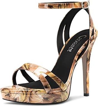 Castamere Femmes Aiguille Haut High Plate-forme Talon Heel Ouvert Bout Lanières Cheville Sandales Mariage Danse 12 CM Heels Multicolore B 43 EU