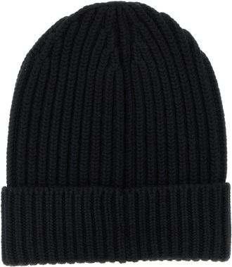 Dolce & Gabbana Ribbed Wool Beanie - Black