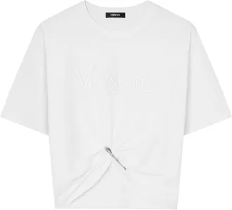 Versace T-Shirt mit Logo-Stickerei - Weiß
