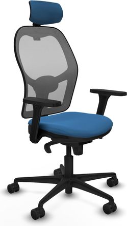 Piqueras y Crespo Arbeitsstuhl mit 3D-Armen, h&ouml;henverstellbarer Lendenwirbelst&uuml;tze und h&ouml;henverstellbarem Kopfteil und Neigungsverstellung, ausgestattet mit 5 Positione