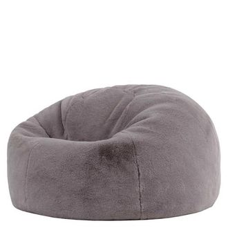 Icon Brand Kingston Pouf, Fausse Fourrure, Pouf Poire avec Remplissage, Fauteuil Salon Confortable, Fauteuil Chambre, Meuble Salon, Decoration Chambre, Gris Clai