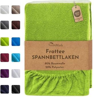 NatureMark Drap-housse en tissu &eacute;ponge, Vert pomme, 180 x 200 - 200 x 200 cm