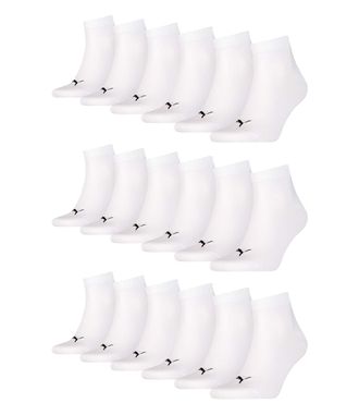 Puma unisex Quarter Sportsocken Kurzsocken Socken 271080001 18 Paar, Farbe:Wei&szlig;, Menge:18 Paar (6x 3er Pack), Gr&ouml;&szlig;e:39-42, Artikel:271080001-300 white