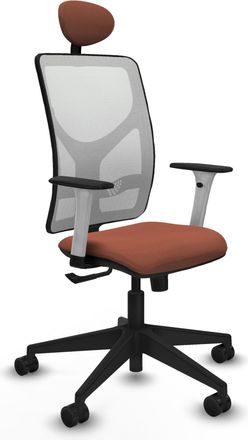 Piqueras y Crespo Schreibtischstuhl, beige und wei&szlig;, mit wei&szlig;en und schwarzen Armlehnen, h&ouml;henverstellbare Lendenwirbelst&uuml;tze und festes Kopfteil, Wei&szlig;/Braun