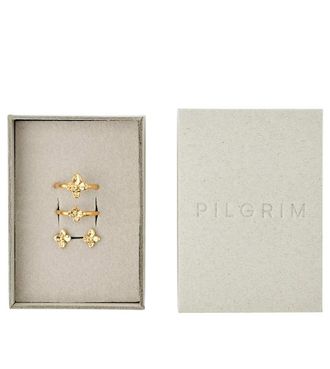 Pilgrim Sanine - Coffret cadeau avec bagues et boucles doreilles en plaqu&eacute; or-Dor&eacute;