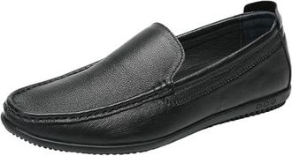 Generic Mocassins classiques Penny Mocassins plats &agrave; enfiler en cuir souple et confortable pour homme, Noir, 39 1/3 EU