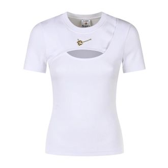 Casablanca Geripptes Jewellery T-Shirt - - Tops - Damen - Wei&szlig; - S