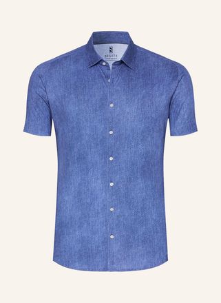 DeSoto Desoto Kurzarm-Hemd Slim Fit Aus Jersey blau