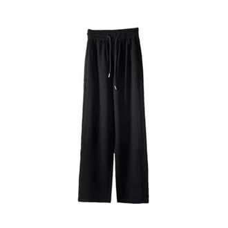 Generic Pantalon d&eacute;contract&eacute; drap&eacute; taille haute pour femme - Pantalon droit dhiver en cachemire, Pantalon noir, XXL