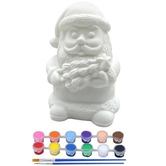BESPORTBLE 1 Ensemble Figurine Santa Claus Vinyle Non pour DIY Couleurs de Peinture et Pinceaux D&eacute;coration de No&euml;l pour Gar&ccedil;on Fille et Adultes