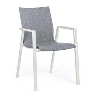 BIZZOTTO Bizzotto - Chaise Dext&eacute;rieur En Aluminium Blanc Avec Coussin Gris Fonc&eacute; Odeon 55.5X60 H83 Cm