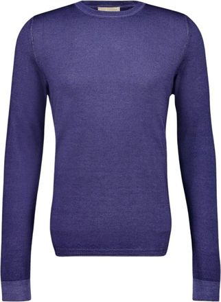 120% Lino Homme, Pulls, Bleu, Taille: XL Pull Ras du Cou en Laine