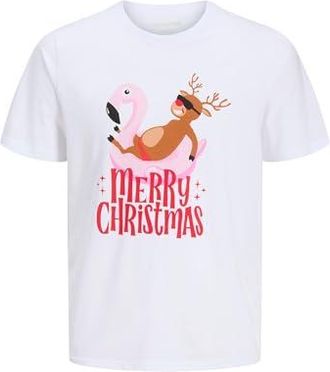 Jack & Jones Jjchristmas Tee SS Crew Neck Xmas, Blanc., XS