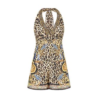 Camilla Knopfleisten-Neckholder-Playsuit im Sevillian-Stil - - Jumpsuits & Playsuits - Damen - Mehrfarbig - S