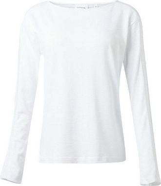 Comma Langarmshirt T-Shirt Langarm-Shirt mit Ripp-Detail im Relaxed Fit