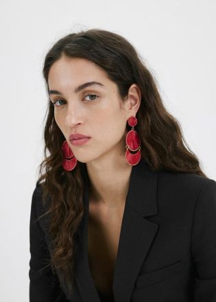 Mango Boucles doreilles pendantes design circulaire rouge - Femme - Taille unique - MANGO