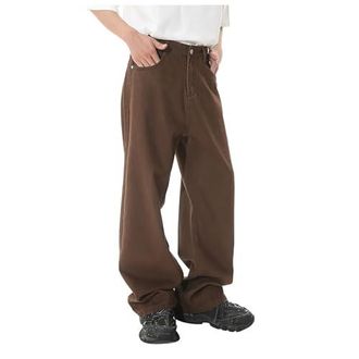 Generic Jean Homme Jeans Homme Pantalon en Jean Ample Coupe Droite Stretch Rel&acirc;ch&eacute;e - Confort &Eacute;lastique pour Hommes Actifs Au Quotidien