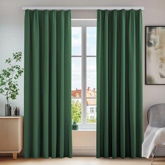 Deconovo Lot de 2 Rideaux Thermiques avec Galon fronceur, Opaques, Protection Contre Le Bruit, épais, Protection Thermique, Protection Contre la Chaleur, 220 x