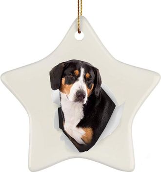 Generic Weihnachtsbaumschmuck Mit Schnur Weihnachtsanhänger Keramik Christbaumschmuck Anhänger Geschenkanhänger Lustiger Entlebucher Sennenhund Black Tan Komm