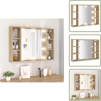 vidaXL Vidaxl - Armoire de miroir avec led Ch&ecirc;ne sonoma 76x15x55 cm - Armoire De Miroir - Meuble De Rangement - Armoire &agrave; Maquillage - &Eacute;clairage Led