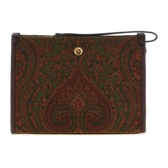 Etro Femme, Sacs, Brun, Taille: ONE Size Pochette Moyenne en Jacquard Cachemire