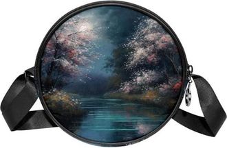 Generic Petit sac &agrave; bandouli&egrave;re Circle pour femme, petit sac &agrave; bandouli&egrave;re avec fermeture &eacute;clair, bretelles r&eacute;glables, sac &agrave; main rond d&eacute;contract&eacute; pour femmes