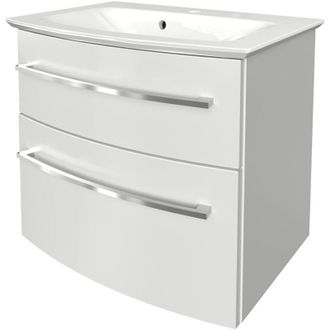 Fackelmann B.style Badm&ouml;bel Set 2 Teile / Gussmarmor Waschbecken / Waschbeckenunterschrank mit 2 Schubladen und Soft-Close / hochwertige M&ouml;bel f&uuml;rs Bad / Korpus