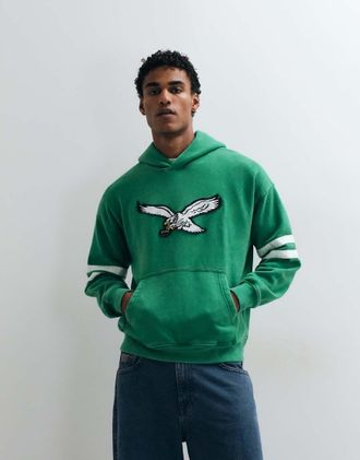 Abercrombie & Fitch NFL Eagles Hoodie mit Grafik in Gr&uuml;n