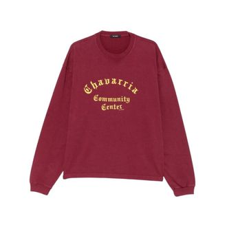 Willy Chavarria SweaT-shirt Diablo Hooligan - Homme - Sweatshirts et sweats &agrave; capuche - Rouge - Taille: S