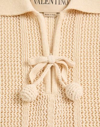 Valentino Ribbed Knit Polo - Cream