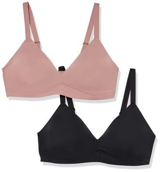Amazon Essentials Damen Gepolsterter Bralette, 2er-Pack, Schwarz/Staubige Perle, 3XL Große Größen