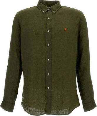 Polo Ralph Lauren Homme, Chemises, Vert, Taille: XL Chemise en lin &agrave; manches longues