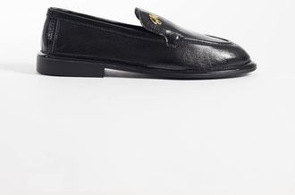 Steve Madden Chapters Loafer aus schwarzem Crinkle-Leder