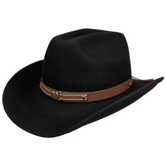 LIPODO Chapeau de Cowboy Horses Homme - Made in Italy Feutre en Laine Hiver Automne-Hiver - 57 cm Noir