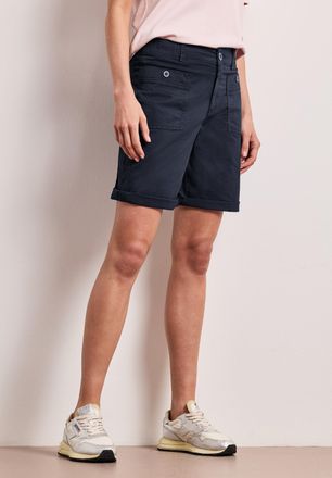 Street One Bermudas STREET ONE Style Yulius, Damen, Gr. 34, N-Gr, blau (shadowed navy), Web, Obermaterial: 98% Baumwolle, 2% Elasthan, unifarben, normal kniefrei