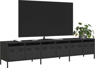 vidaXL Vidaxl - Meuble tv noir 202x39x43,5 cm acier laminé à froid