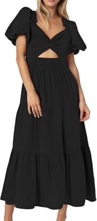 Generic Robe amincissante &agrave; manches longues et col en V pour femmes 2026, Noir, XXL