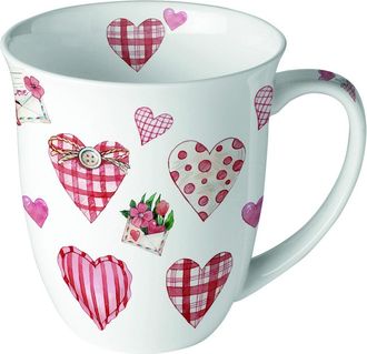 Ambiente Tasse Porzellan 400 ml Jumbotasse Kaffee/Teetasse Herzen serie lovely hearts
