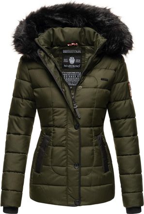 Marikoo warme Damen Winter Jacke Steppjacke Winterjacke gesteppt Parka B391 [B391-Unique-Olive-Gr.S]