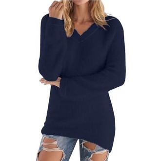 Generic Pull pelucheux &agrave; manches longues et col rond pour femme, v&ecirc;tement dautomne et dhiver, noir fonc&eacute;, 5XL