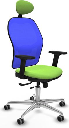 Piqueras y Crespo Stuhl mit Lendenwirbel- und Nackenst&uuml;tze mit 2D-Armlehnen und festem Kopfteil, ausgestattet mit Syncro/Traslack und injiziertem Schaum. Mit Rollen von