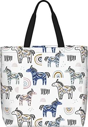 Generic Sac Fourre-Tout Z&egrave;bre Et Arc-En-Ciel Sac De Shopping De Grande Capacit&eacute; Personnaliser Sacs &Agrave; Main, Pour Tous Les Jours, Burea, Voyage, Shopping