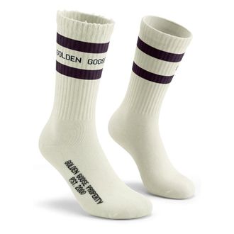 Golden Goose Chaussettes &agrave; rayures et logo - Homme - Sous-v&ecirc;tements - Beige - Taille: L