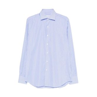 Alessandro Gherardi Homme, Chemises, Bleu, Taille: XL Chemise &agrave; Rayures en Coton &agrave; Manchette Simple