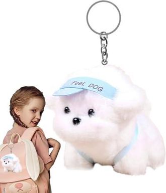 Generic Porte-cl&eacute;s de poup&eacute;e de chien en peluche, jouet en peluche pour chien avec porte-cl&eacute;s - Porte-cl&eacute;s en peluche de chien en peluche | Porte-cl&eacute;s en pelu